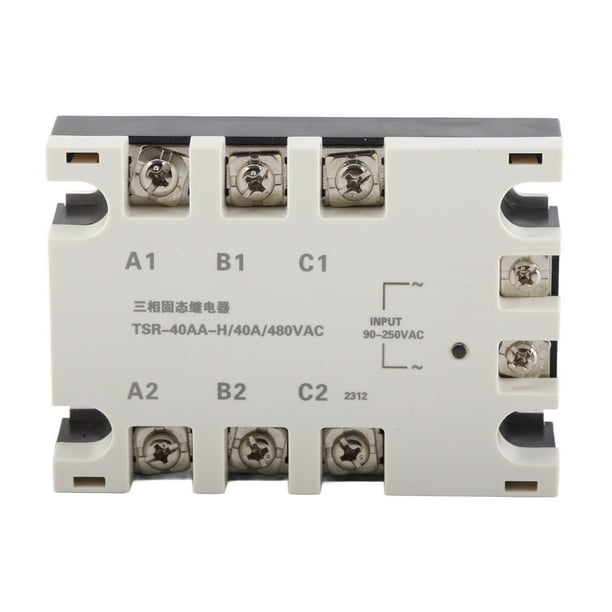 3 Phase SSR, 3 Phase Solid State Relay 40A AC to AC SSR Input 90-250VAC ...