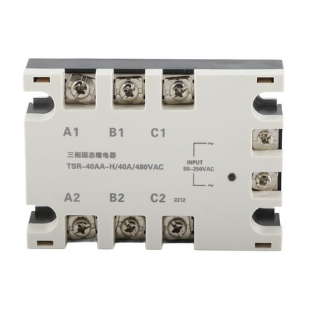 3 Phase SSR, 3 Phase Solid State Relay 40A AC to AC SSR Input 90-250VAC ...