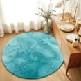 Blue Teal Clouds Round Living Room Rugs 8 ft, Modern Abstract Art ...