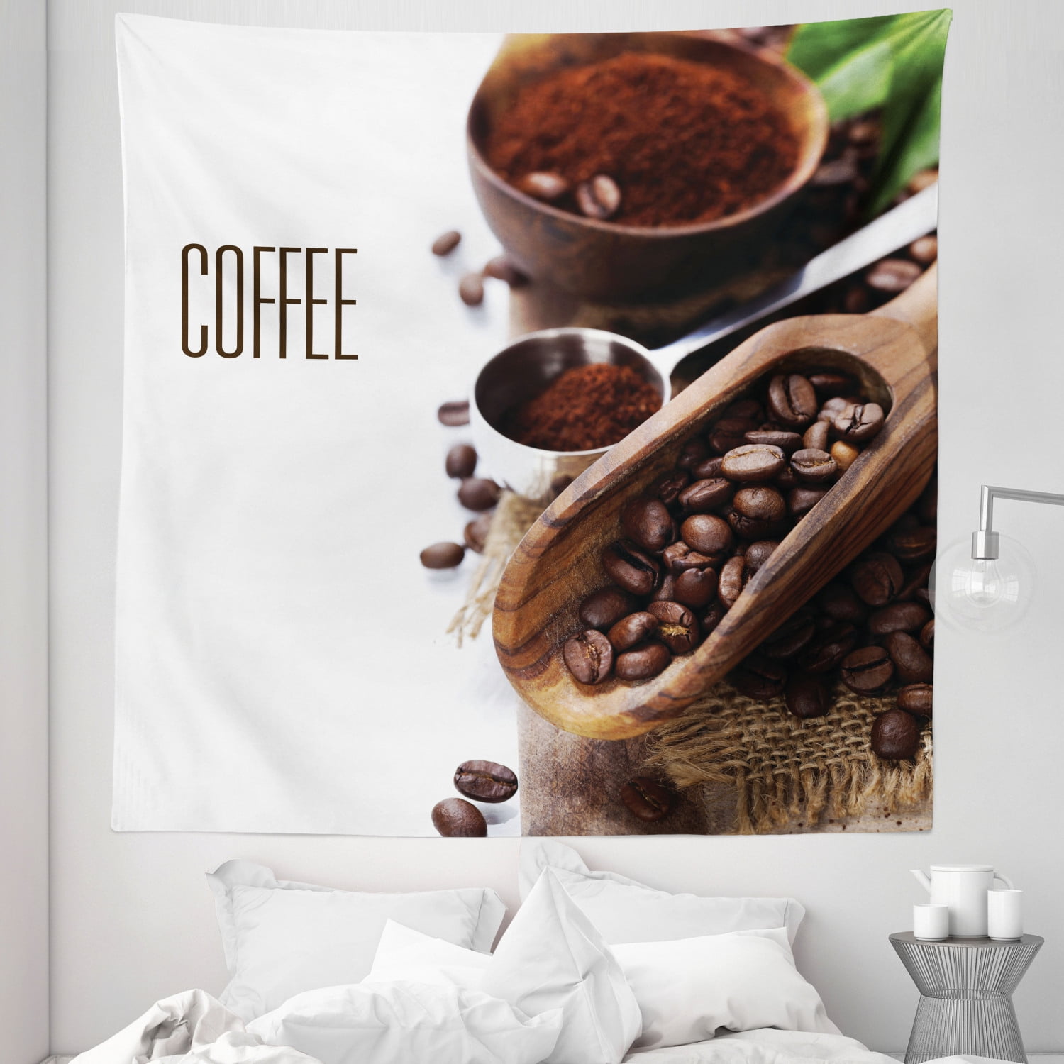 Coffee Tapestry, Bean and Ground Plants Filter Coffee Equipment ...