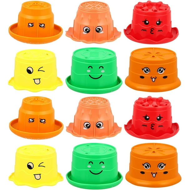Bath Stacking Cups, Colorful Tower Stacking Cup Toy Rainbow Nesting ...
