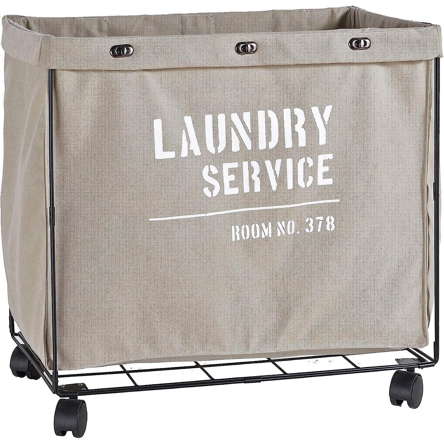 WBTAYB. Canvas Laundry Hamper on Wheels, Canvas Laundry Bag, Laundry ...