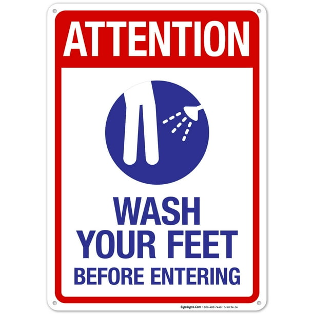 Attention Wash Your Feet Before Entering Sign, Pool Sign, - Walmart.com