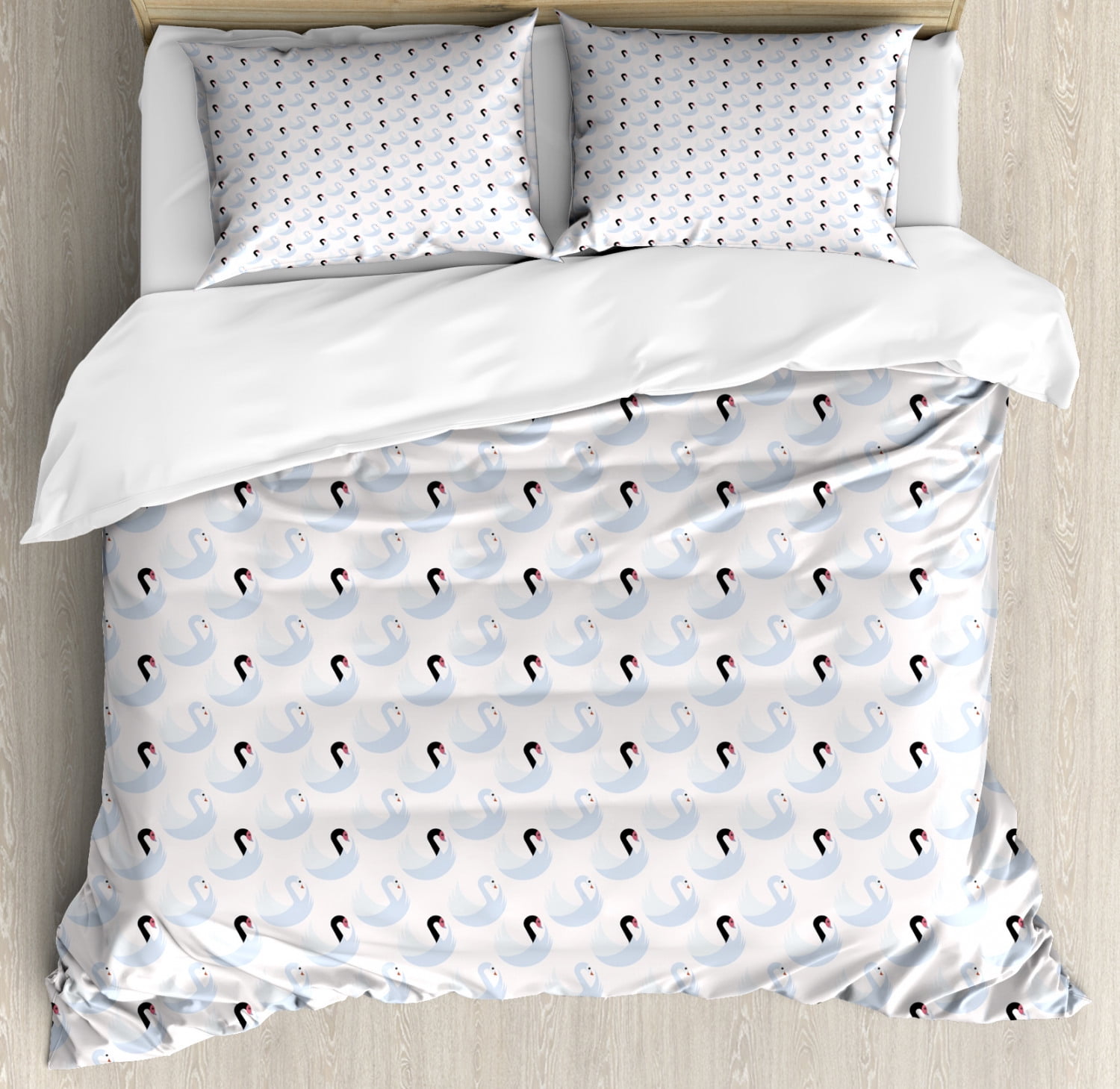 Swans Duvet Cover Set Queen Size, Repetitive Pastel Gracious Animals ...