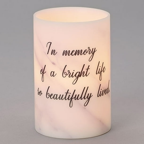 Beautifully Lived Memorial White Marble Tone 4 x 6 Wax LED Flameless ...