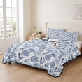 Full Quilt Bedding Set Summer Blue Flower Shell Conch on Retro ...