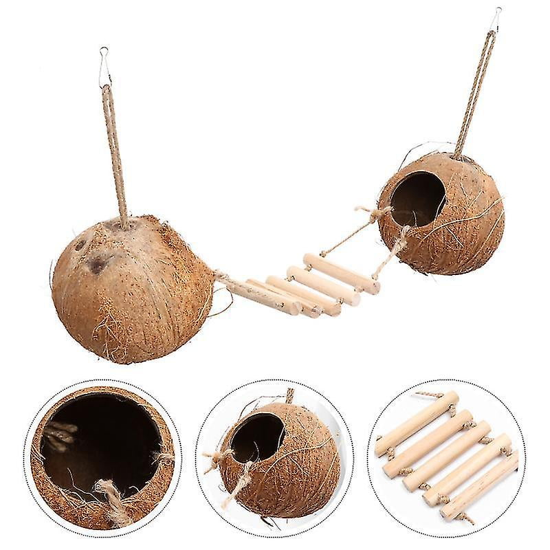 Nido de pájaro de coco con jaula de hámster de escalera de madera ...