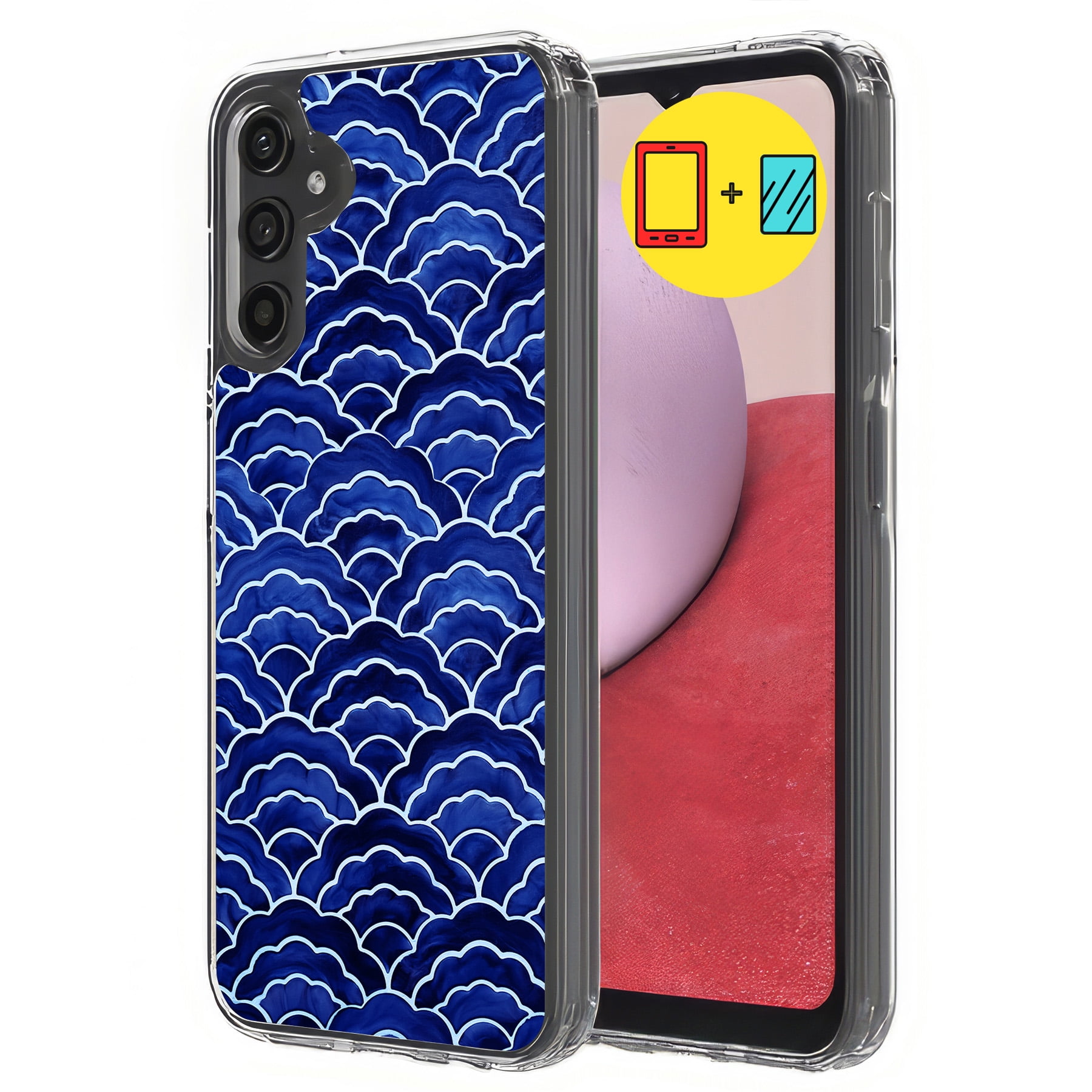 TalkingCase Slim Phone Case Compatible for Samsung A54 5G (2023), Blue Wavy Pattern 3 Print, w ...