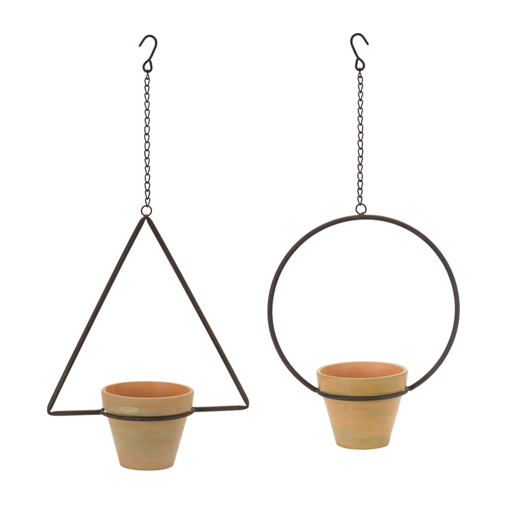 Set of 4 Black and Brown Geometric Hanging Planter, 25.75" - Walmart.com
