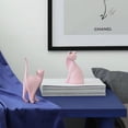 WEISIPU Resin Pink Cat Statue Figurines Bookshelf Desktop Ornament ...