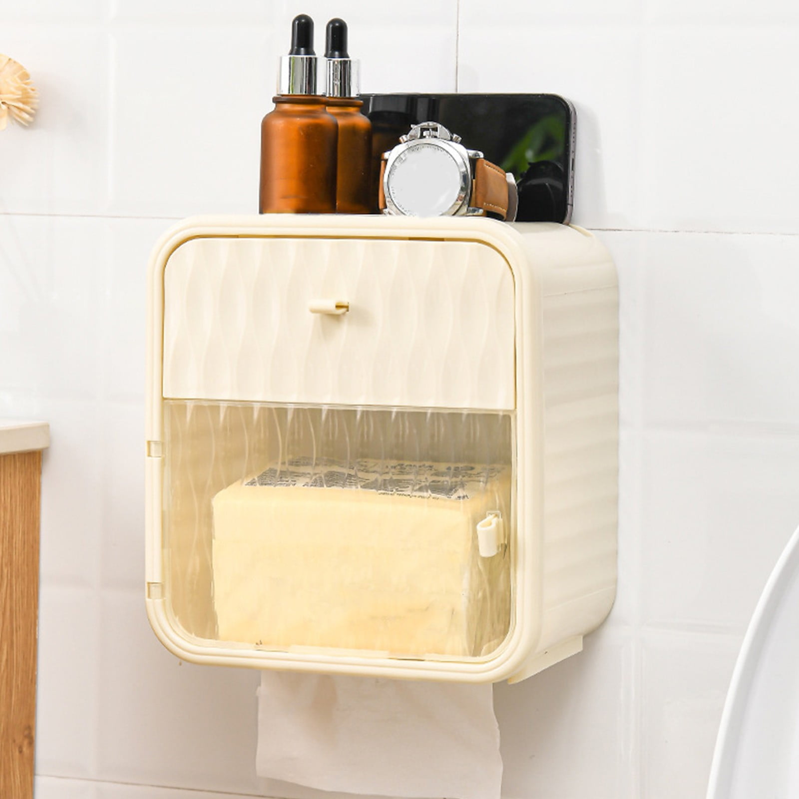 Wzzjkit Toilet Tissue Box Toilet Paper Box Wall Mounted Non Perforated ...