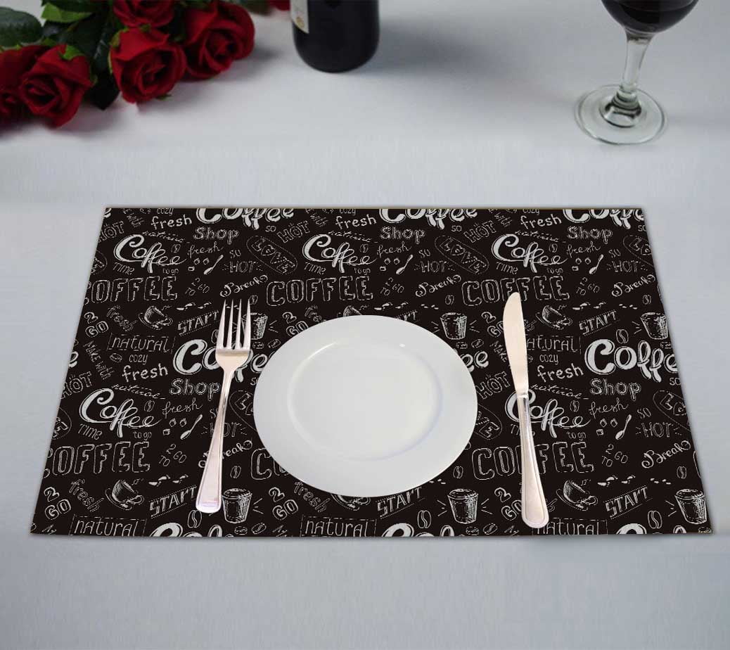 PKQWTM Doodle Coffee Black Kitchen Dining Table Mats Placemats Size ...