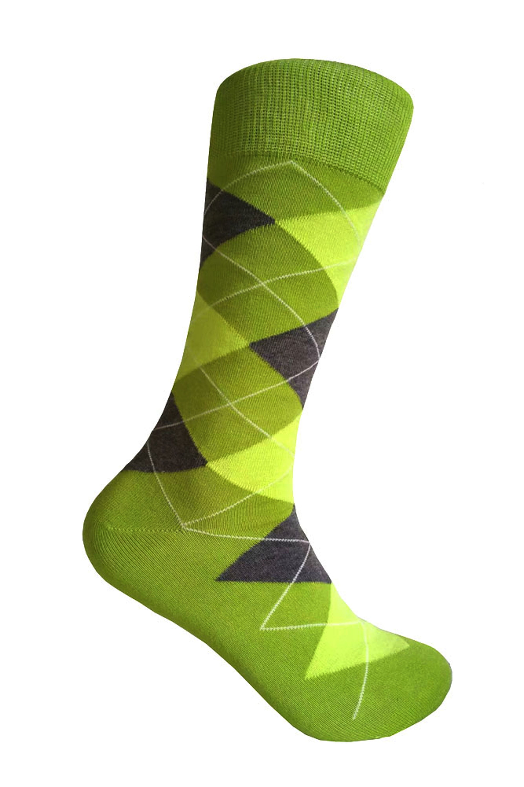 Lime Green with Lime Yellow and Heather Gray Mid-Calf Argyle Dress ...