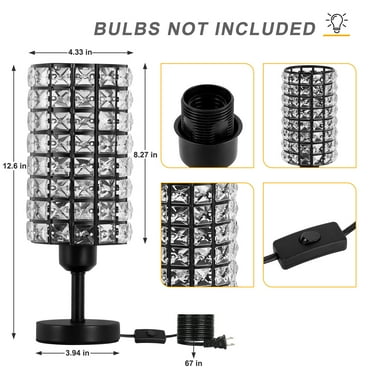 Elegant Designs Elipse Crystal Bedside Nightstand Cylindrical Uplight ...