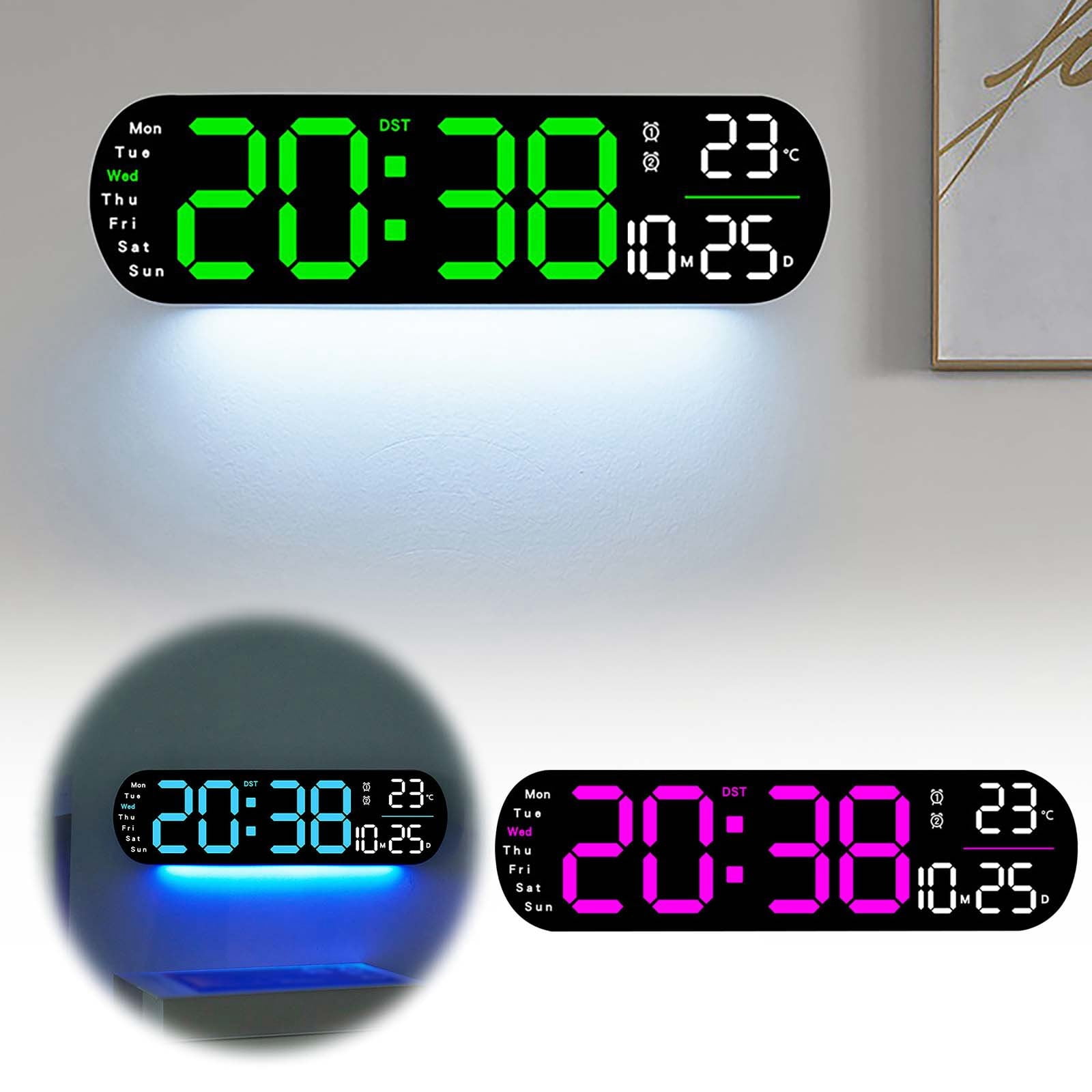 Functional LED Display Clock Digital Wall Clock Large Digital Wall ...