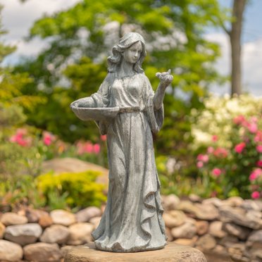 "Kensington Hill Tudor Angel Statue, Yard Flower Bed Decor, Resin ...