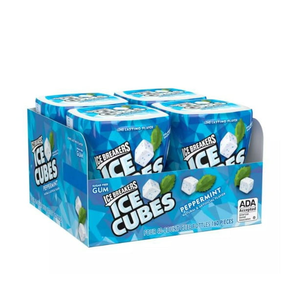 Icebreakers Ice Cubes, Peppermint Flavored, Sugar-Free Chewing Gum (40 ...