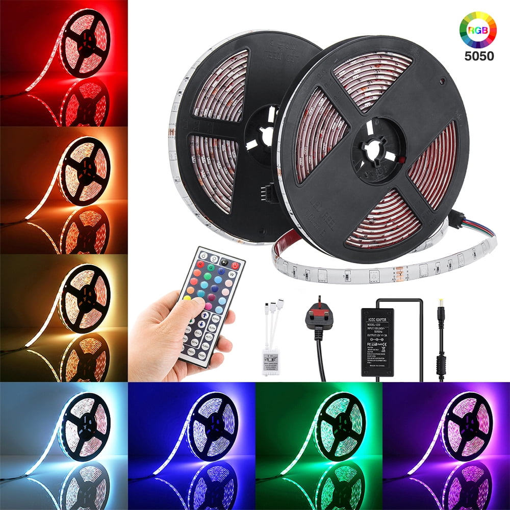 32.8FT LED Strip Lights 300 LEDs SMD5050 RGB Strip Lights IP65 ...