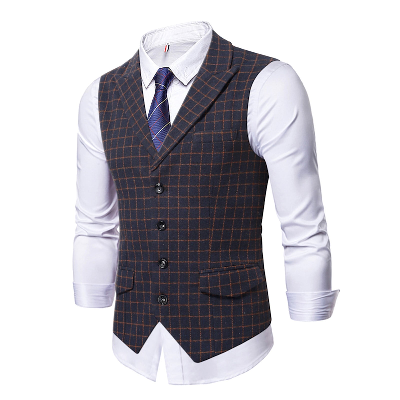 SEMIMAY Male Autumn And Winter Suit Wearing Vest Single Plaid Button ...