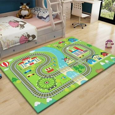 Kids Road Carpet Play Mat for Toy Cars, Portable Anti-Slip Large Play ...