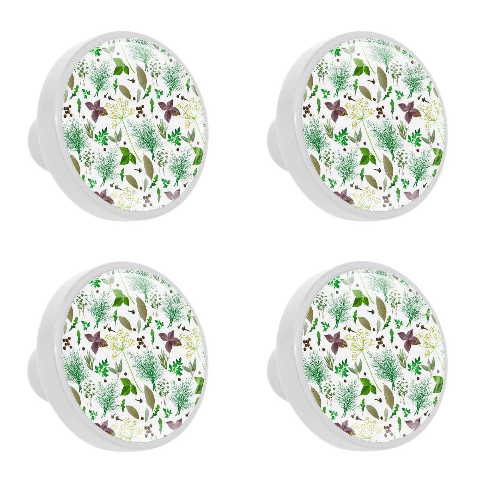 4 Pcs Herbs and Spices Knobs for Kitchen Cabinet Cupboard Dresser ...