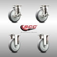 5 Inch 316SS Thermoplastic Rubber Swivel Top Plate Caster Set 2 Brake 2 ...