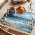 Coastal Ocean Cotton Linen Placemats Set of 4, Summer Beach Seagull Oil ...