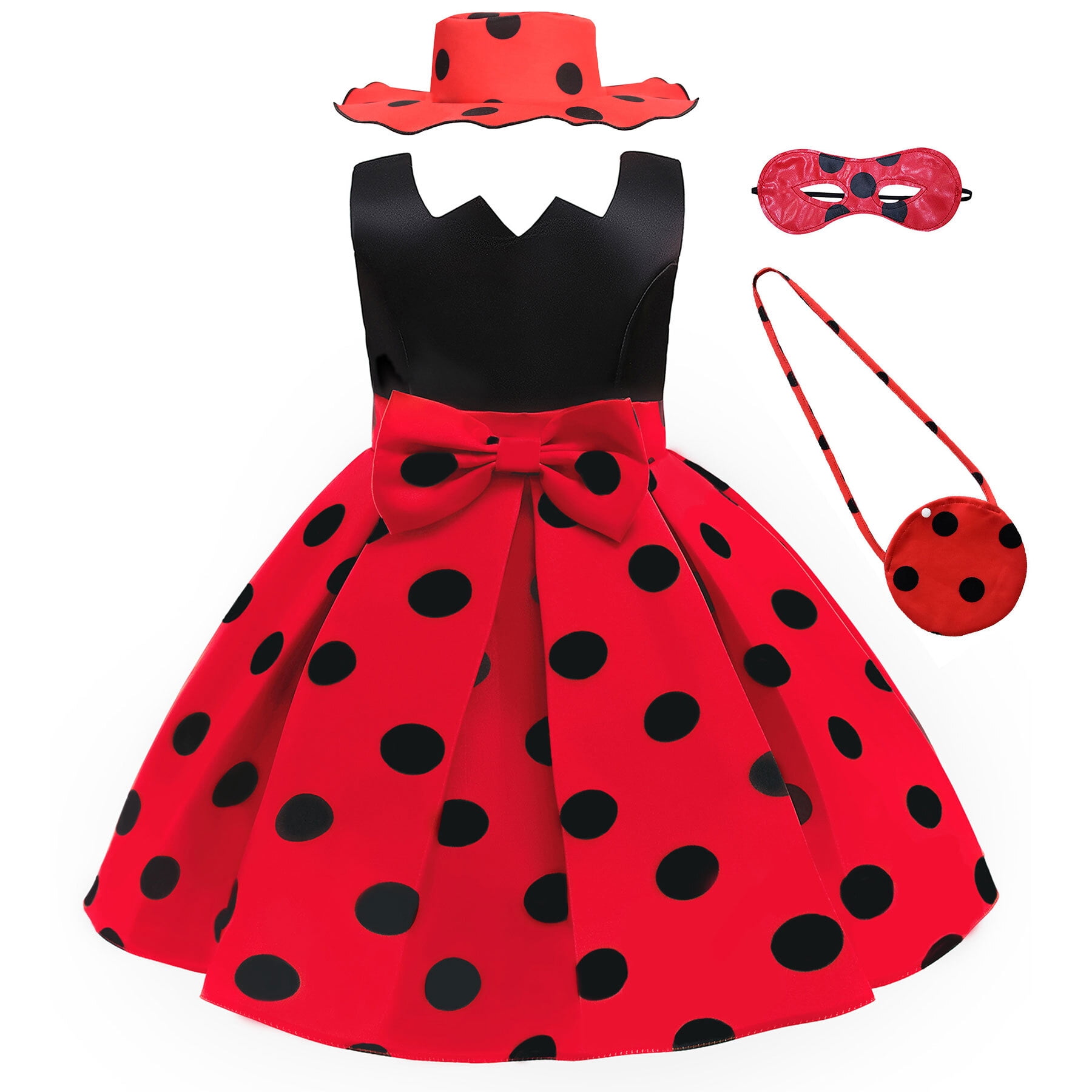 Girls Ladybug Fancy Dress Minnie Party Birthday Wedding Princess ...