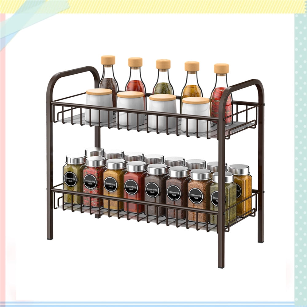 Auledio 2 Tier Spice Rack Freestanding Shelf Storage Holder for Kitchen ...