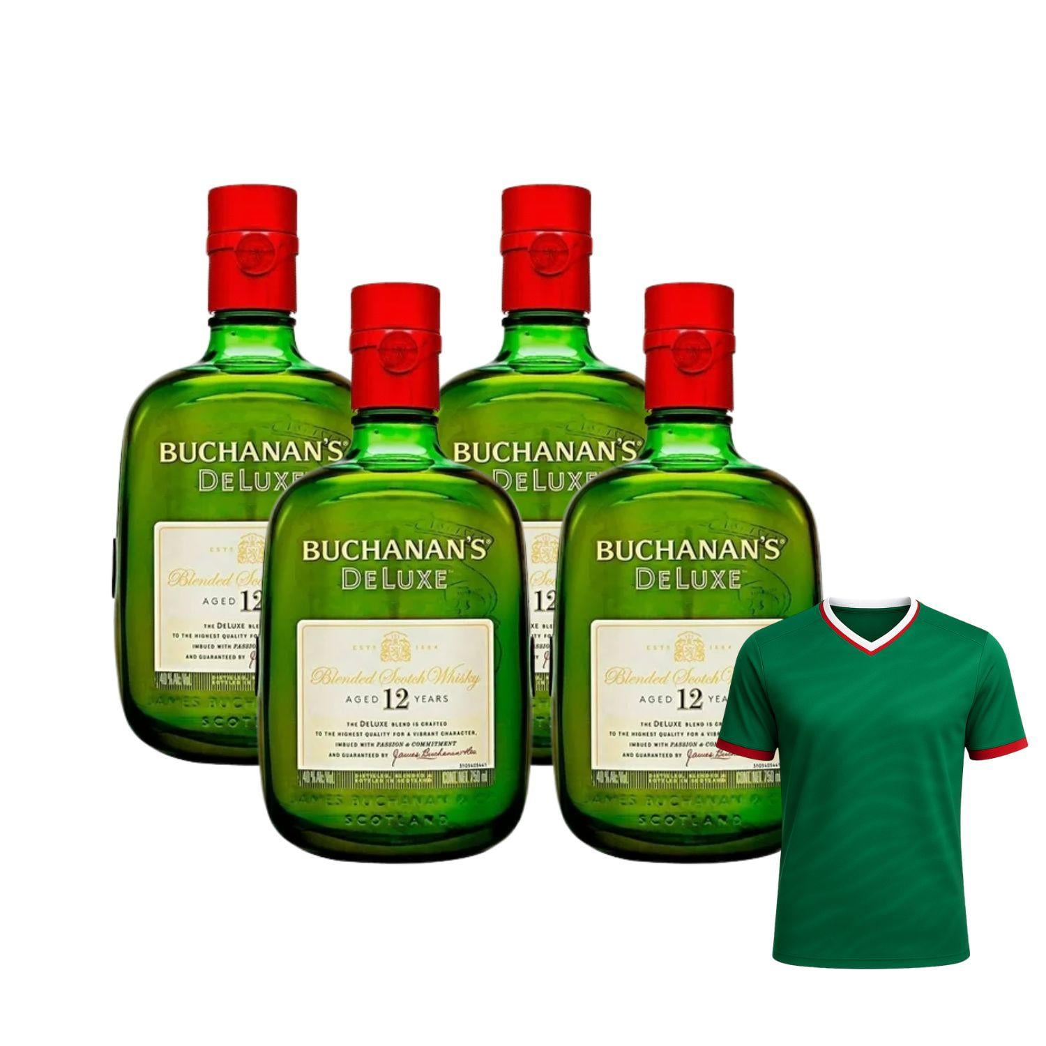 4 Whisky Buchanans Blend 12 Años 750 ml + Jersey Verde | Walmart en línea
