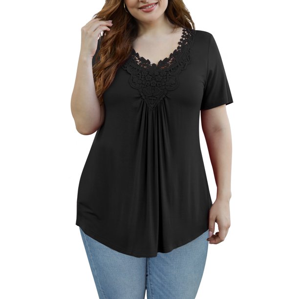 Othyroce Women Plus Size 3/4 Sleeve Casual Tunic Tops V Neck Henley ...