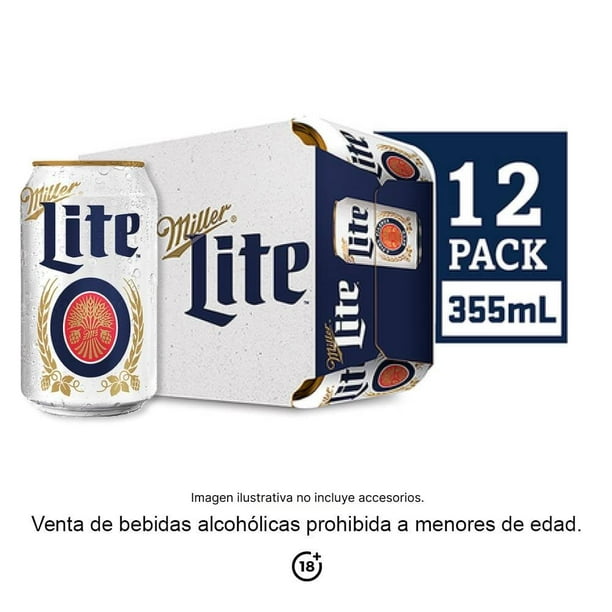 Cerveza Miller Lite 12 latas de 355 ml c/u | Walmart en línea
