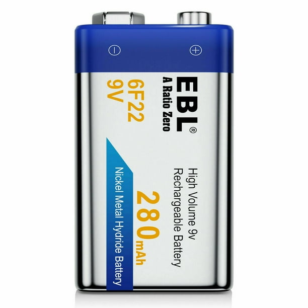 EBL 9V Rechargeable Batteries 9 Volt Lithium ion 600mAh Li-ion ...