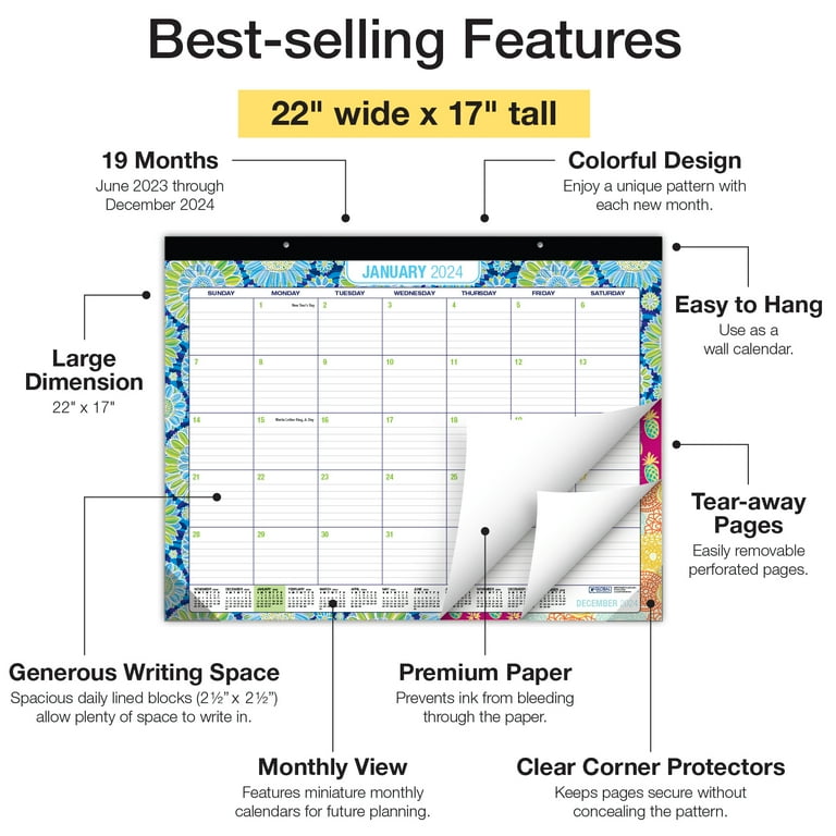 2023-2024 Desk Calendar Jan 2023 Jun 2024, 18 Months Large, 57% OFF