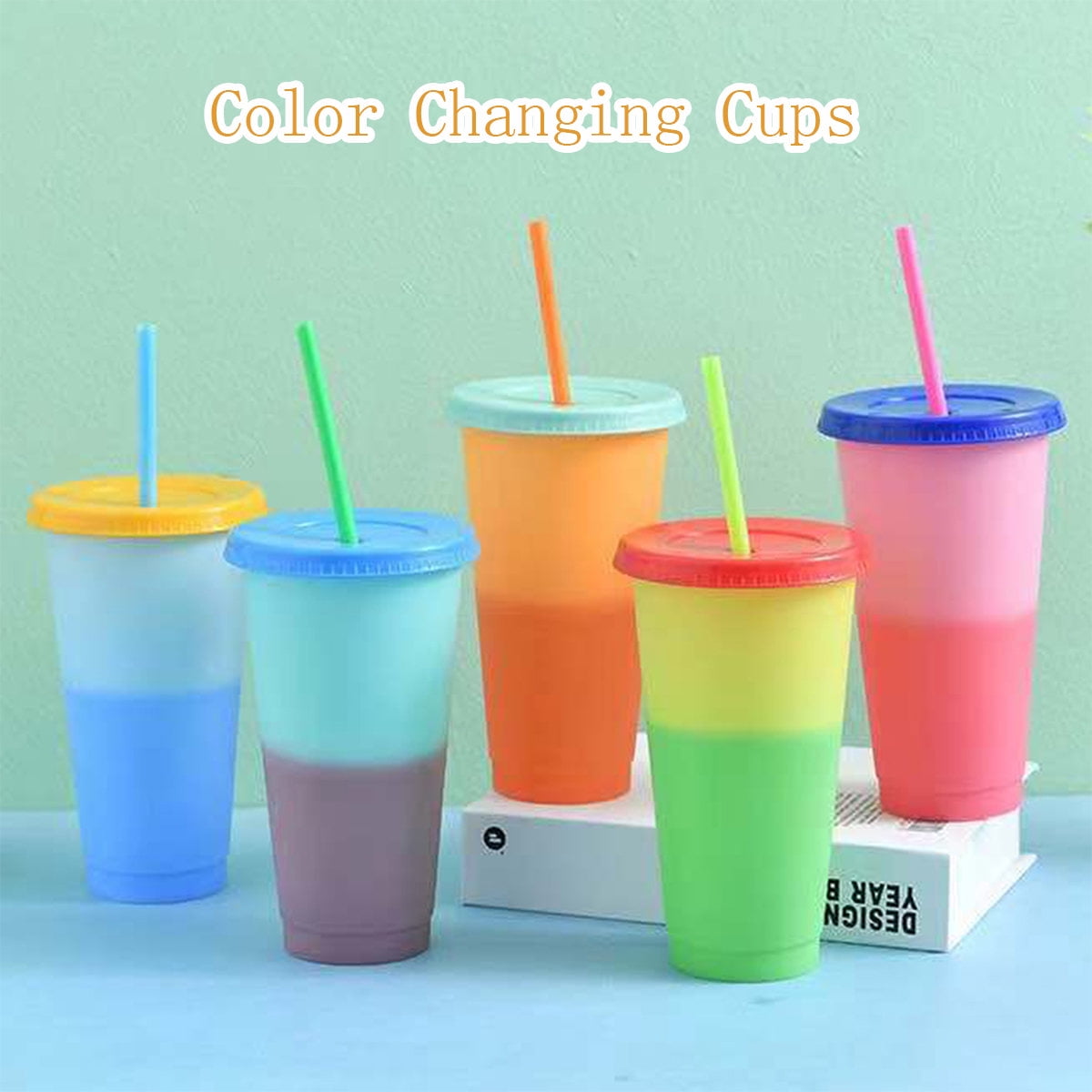 Dream Lifestyle 720ML Color Changing Cups with Lid and Straw , Reusable ...