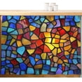 Blue Red Yellow Small Cabinet Curtains 10"W x 11"L, Modern Colored ...