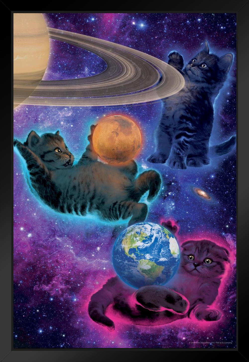 Cosmic Kittens Floating Outer Space by Vincent Hie Fantasy Cat Poster ...