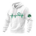 Ceisia Men's St. Patrick's Day EKG Four-Leaf Clover Hoodie | Waffle ...