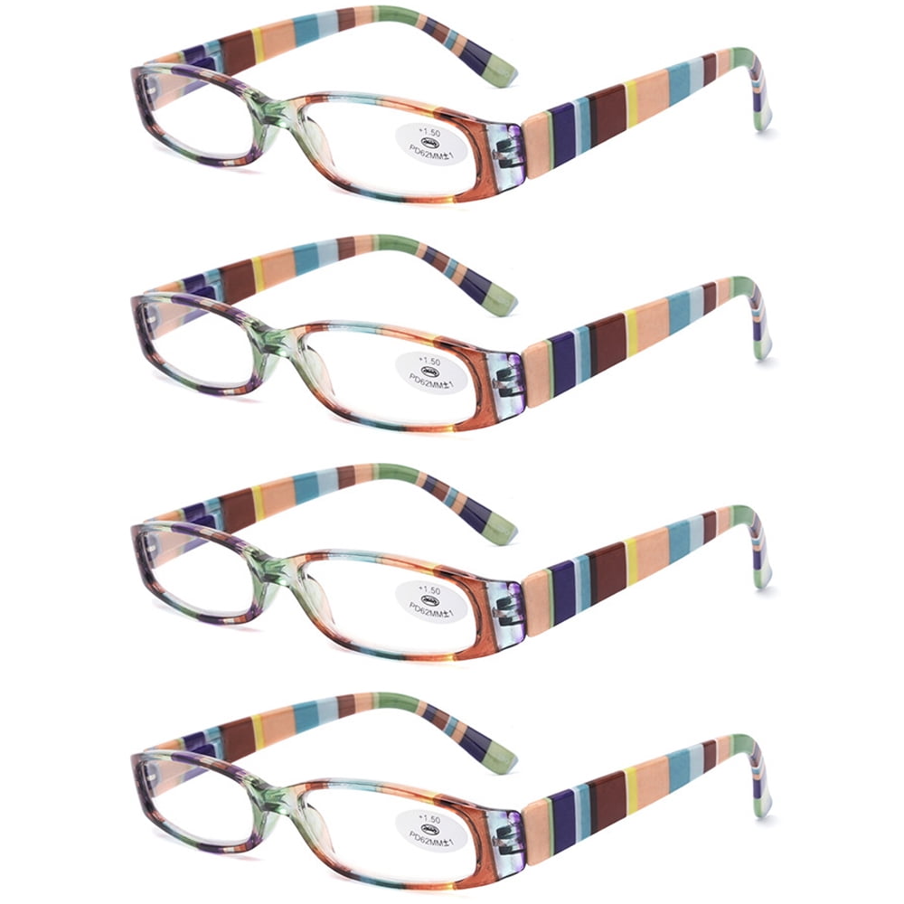 4 Pairs Mens Womens Spring Hinges Reading Glasses Rectangle Readers ...