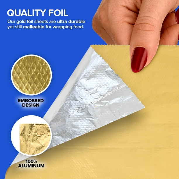 200 Count Pre Cut Gold Aluminum Foil Sheets 9 Gold Pop Up Foil Sheets for Restaurant Disposable Foil Sheets for Food Wrapping Gold Foil Sheets for Hair Highlighting Stock Your Home Walmart
