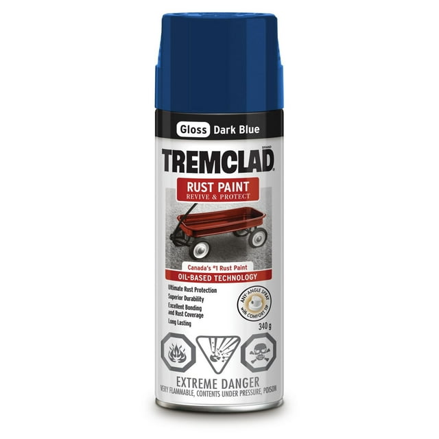 Tremclad Rust Paint Spray Paint, Oil-Based, Gloss Dark Blue, 340 g ...