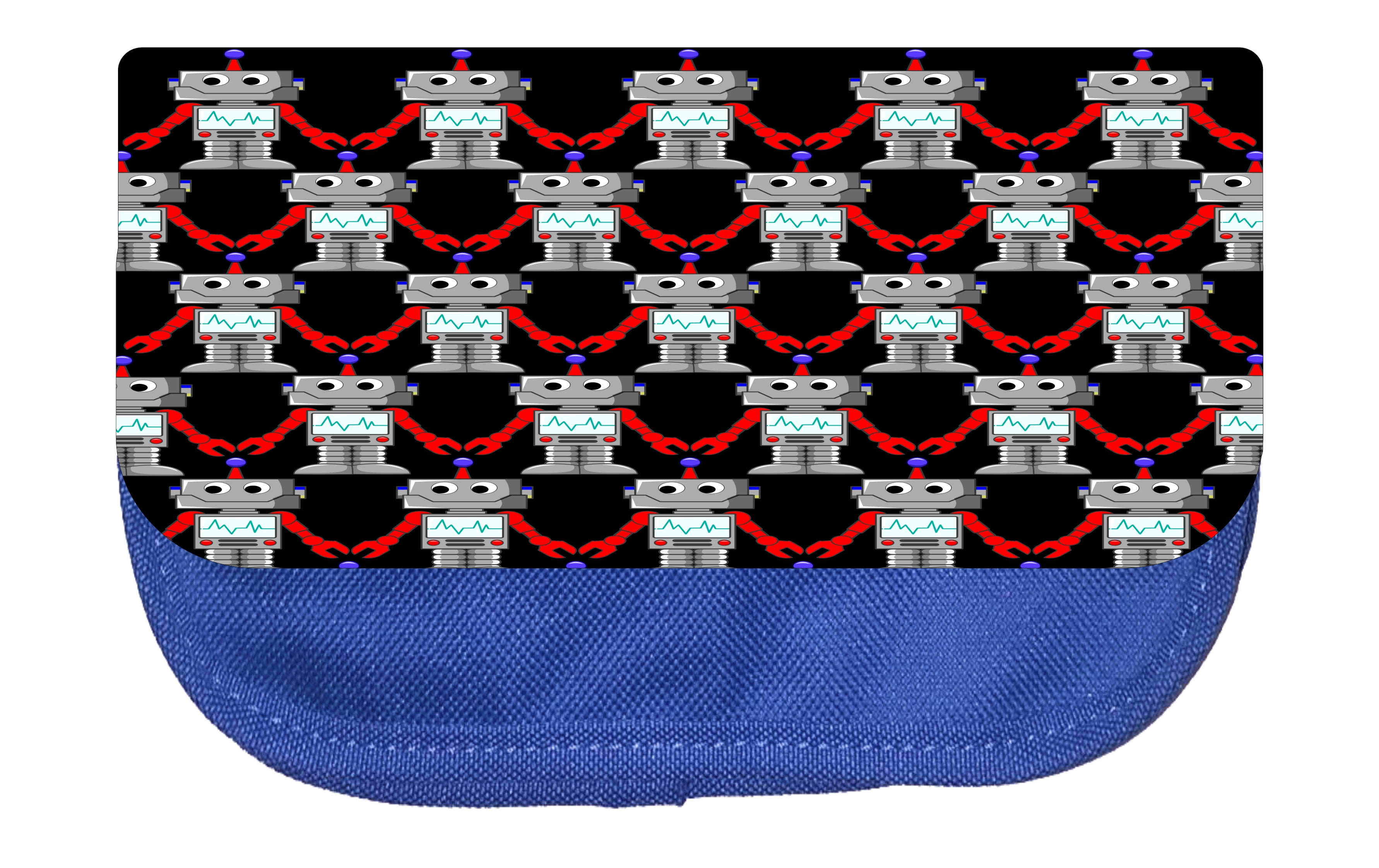 Robot Print Pencil Pouch 2 Pocket Pencil Case Organizer Pencil Bag Blue ...