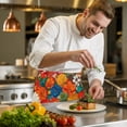 Boho Floral Kitchen Restaurant Half Waist Apron, Marigold Dahlia Orange ...