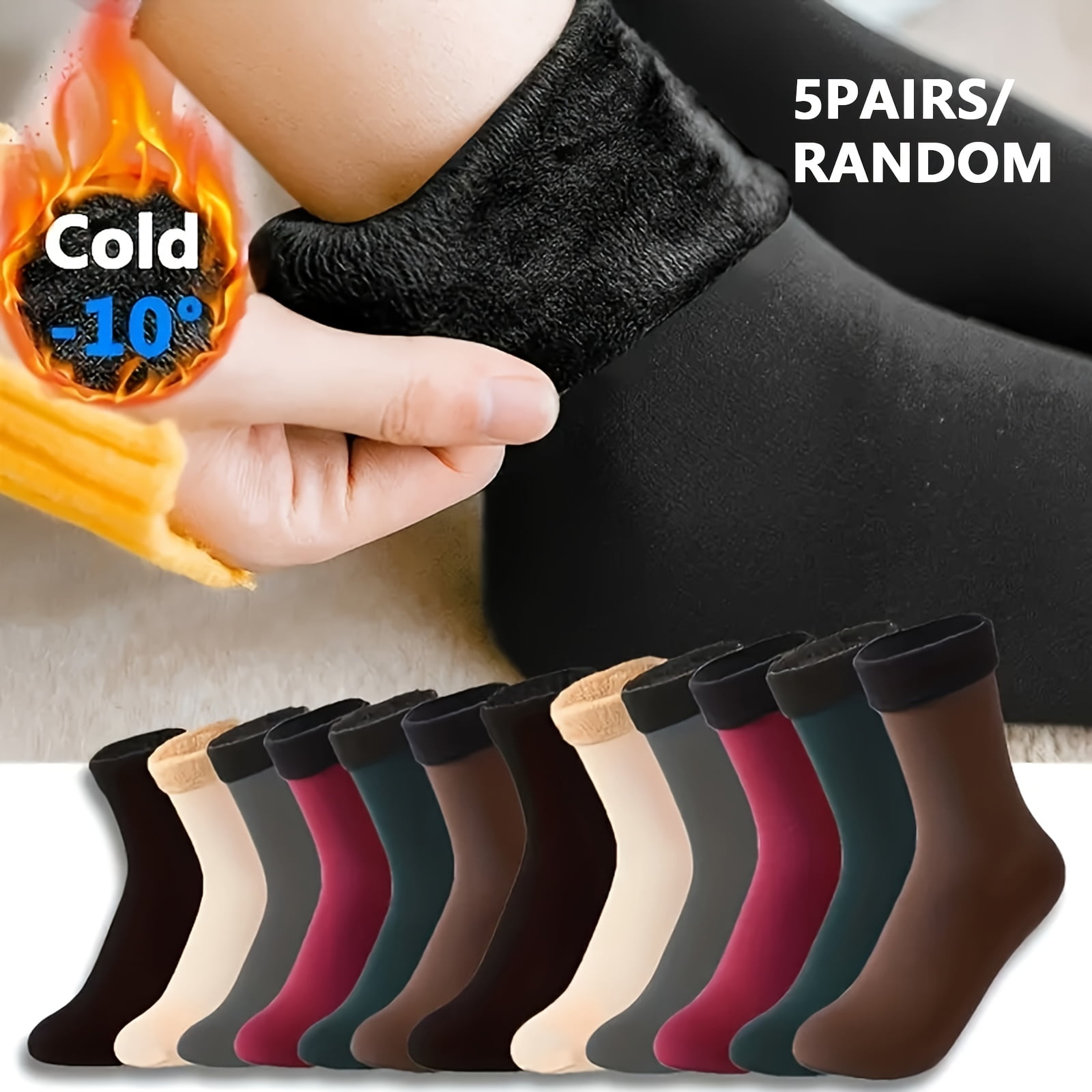 Click here for Qutetn 5 Pairs Women‘s Plush-Lined Mid-Calf Socks... prices