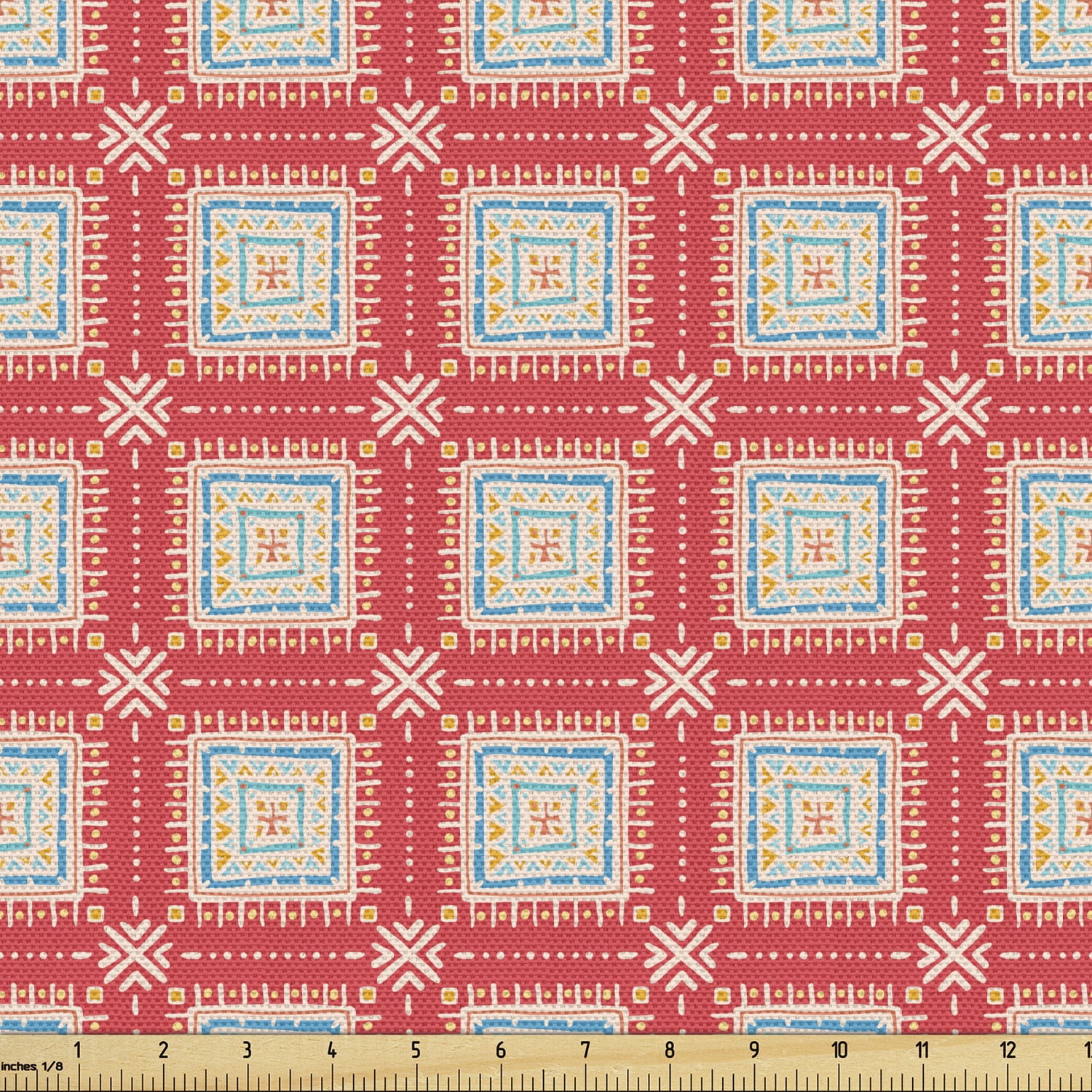 Geometrical Fabric by the Yard Upholstery, Hand Drawn Like Intricate ...
