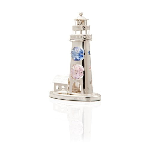 Silver Plated Lighthouse with Light Pink Light Blue and Clear-Cut ...