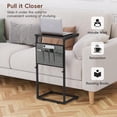 Black C-Shaped Sofa Side Table With Adjustable Height, Metal Frame And ...