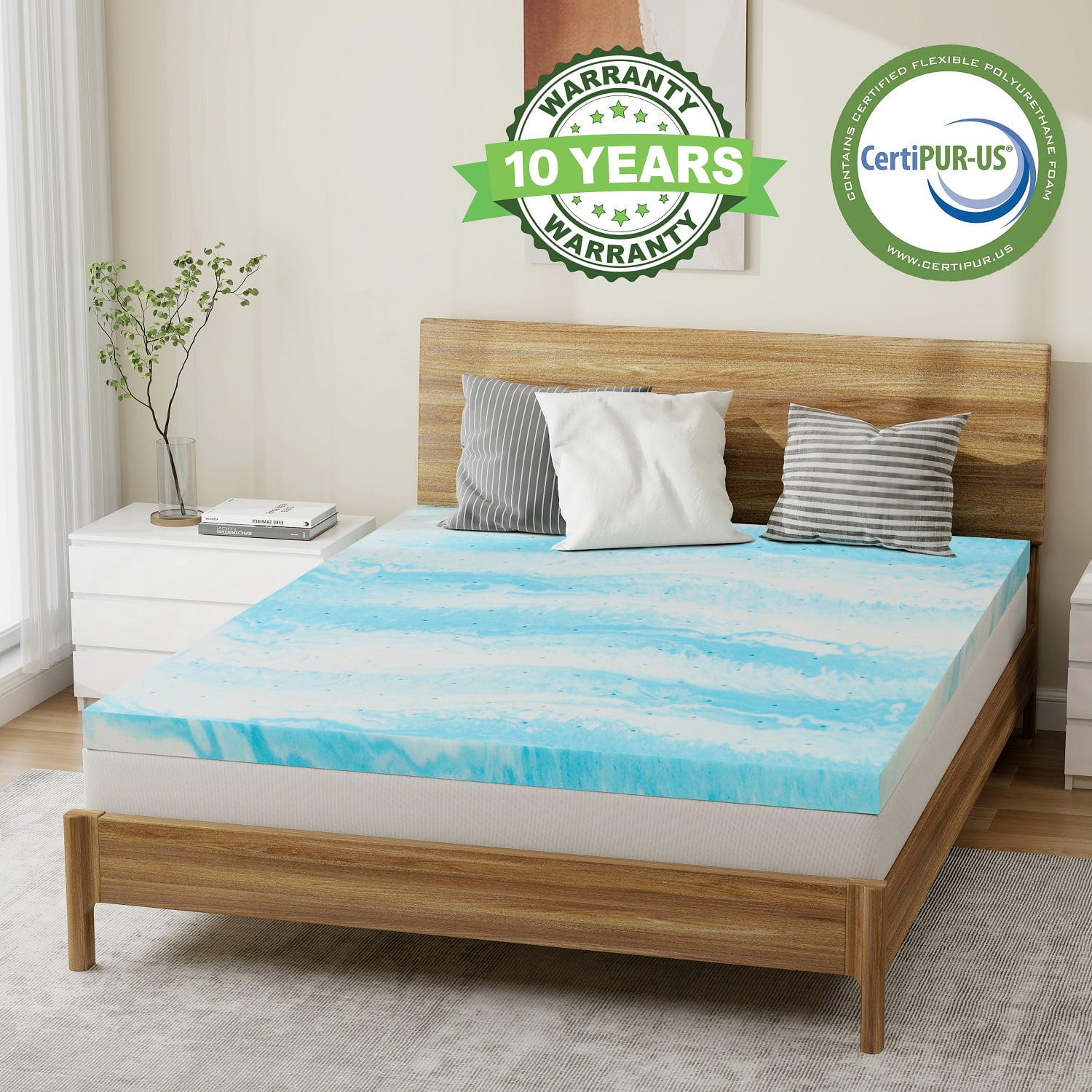 4 Inch Mattress Topper Full Size Cooling Gel Infused Memory Foam Mattress Topper Walmart