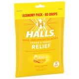 HALLS Relief Honey Lemon Cough Drops, Economy Pack, 80 Drops - Walmart.com