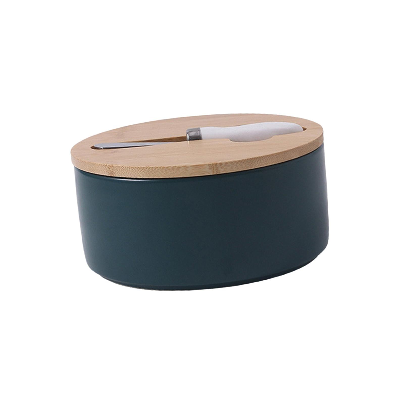 Round Ceramic Butter Dish, Butter Saver Container Box with Lid, Airtight Butter Keeper for ...
